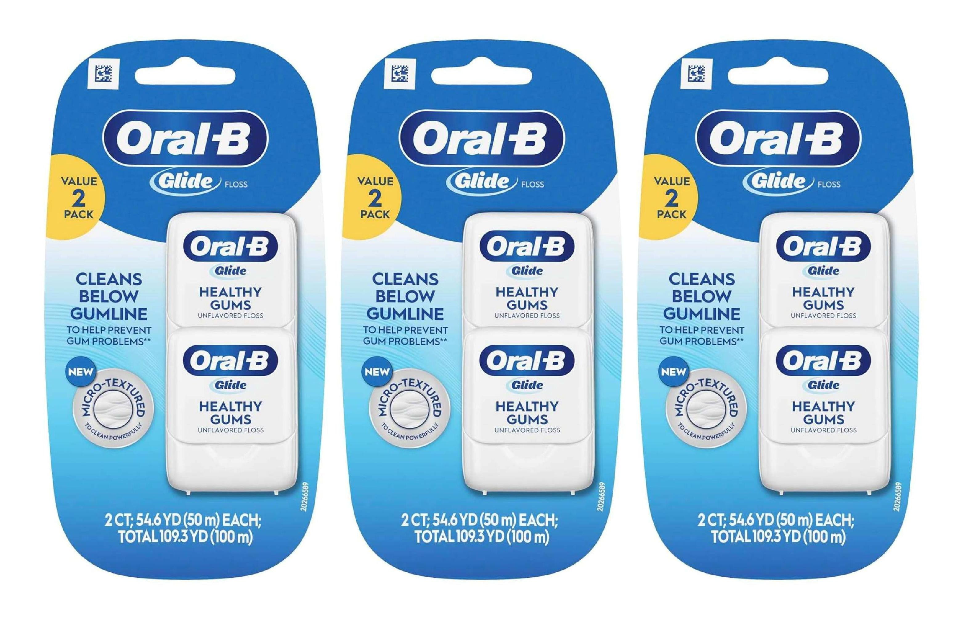 Oral-B Glide Floss Healthy Gums Unflavored 109.3 Yards Value 2-Pack ...