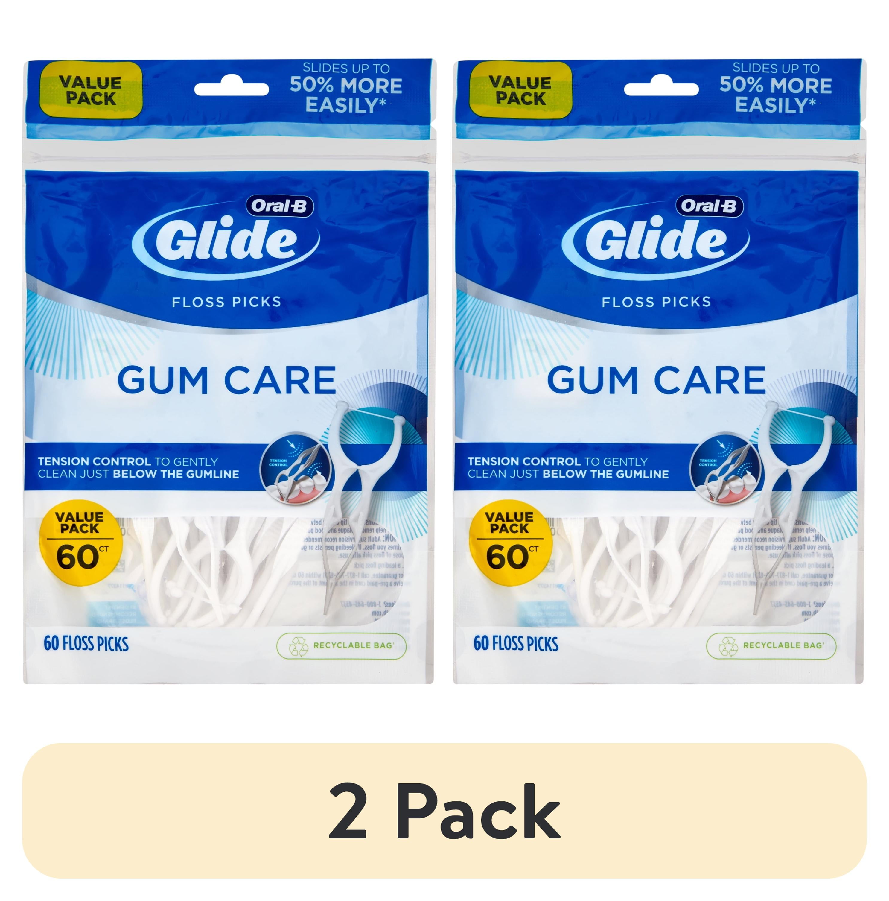 (2 pack) Oral-B Glide Gum Care Dental Floss Picks, Tension Control, 60 ...
