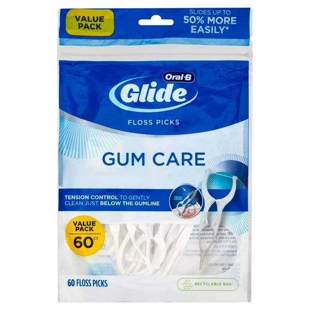 Oral-B Glide Gum Care Dental Floss Picks, Tension Control, 60 Ct ...