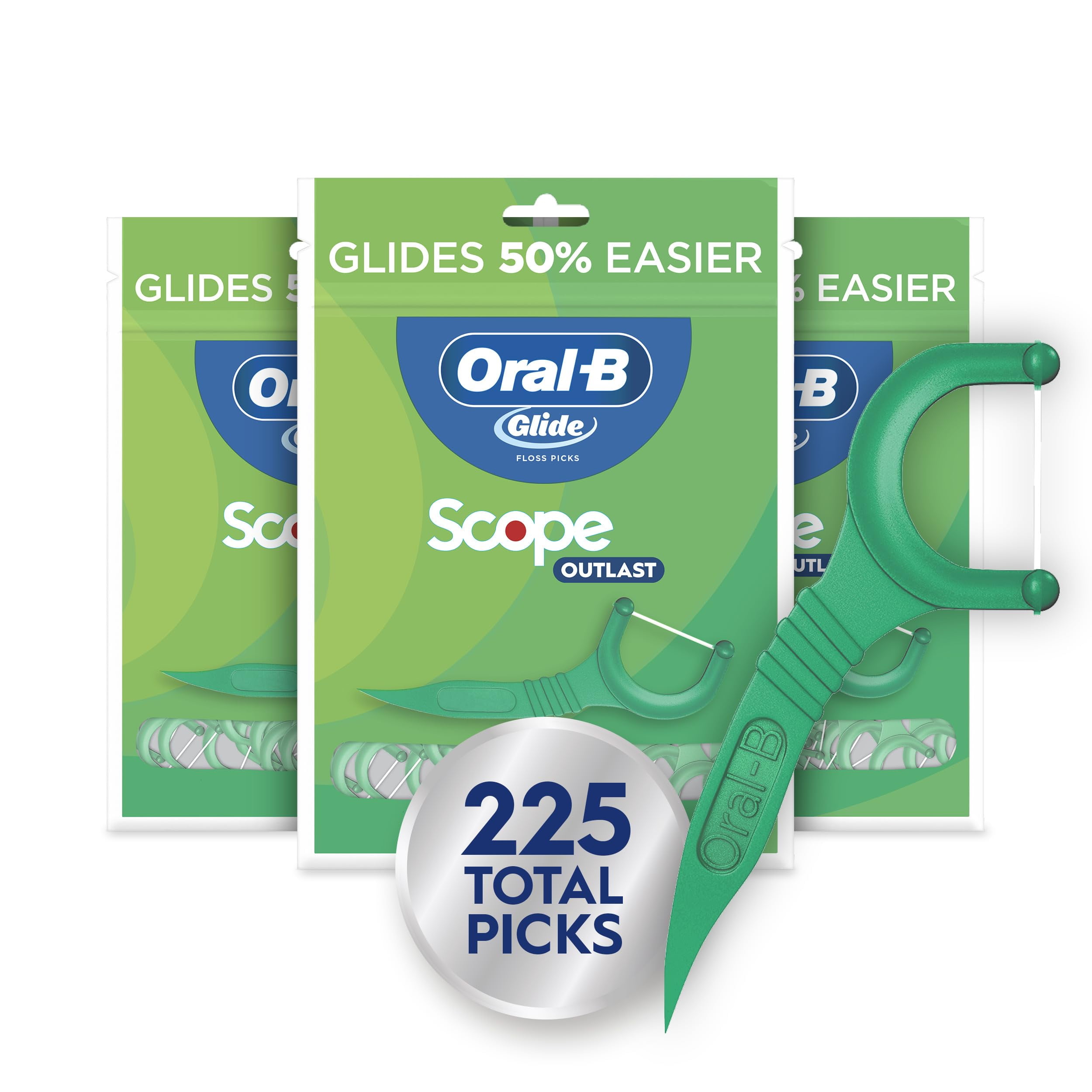 Oral-B Glide Mint Dental Floss Picks with Long Lasting Scope Flavor, 3 ...