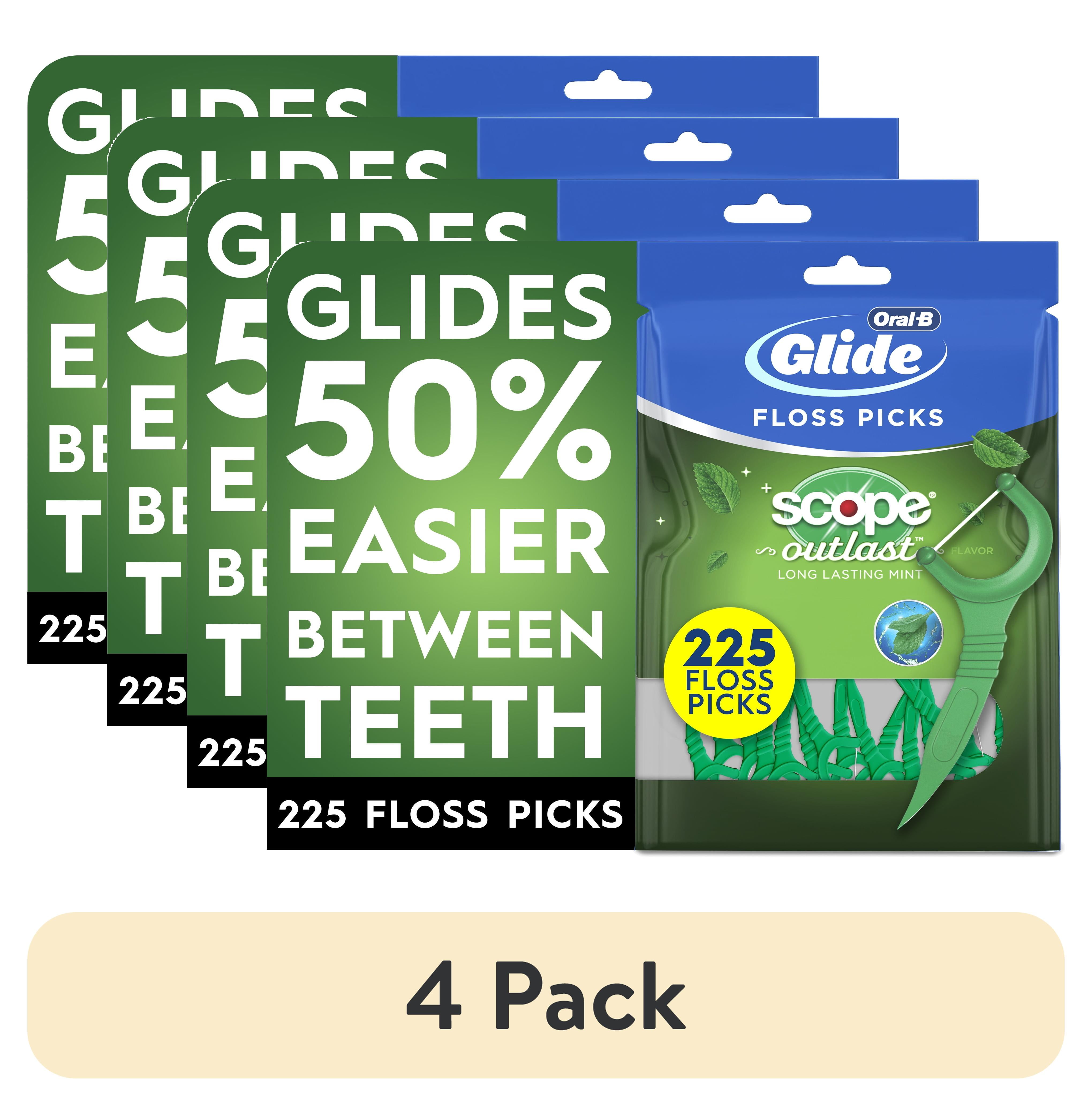 (4 pack) Oral-B Glide with Scope Outlast Dental Floss Picks, Mint ...