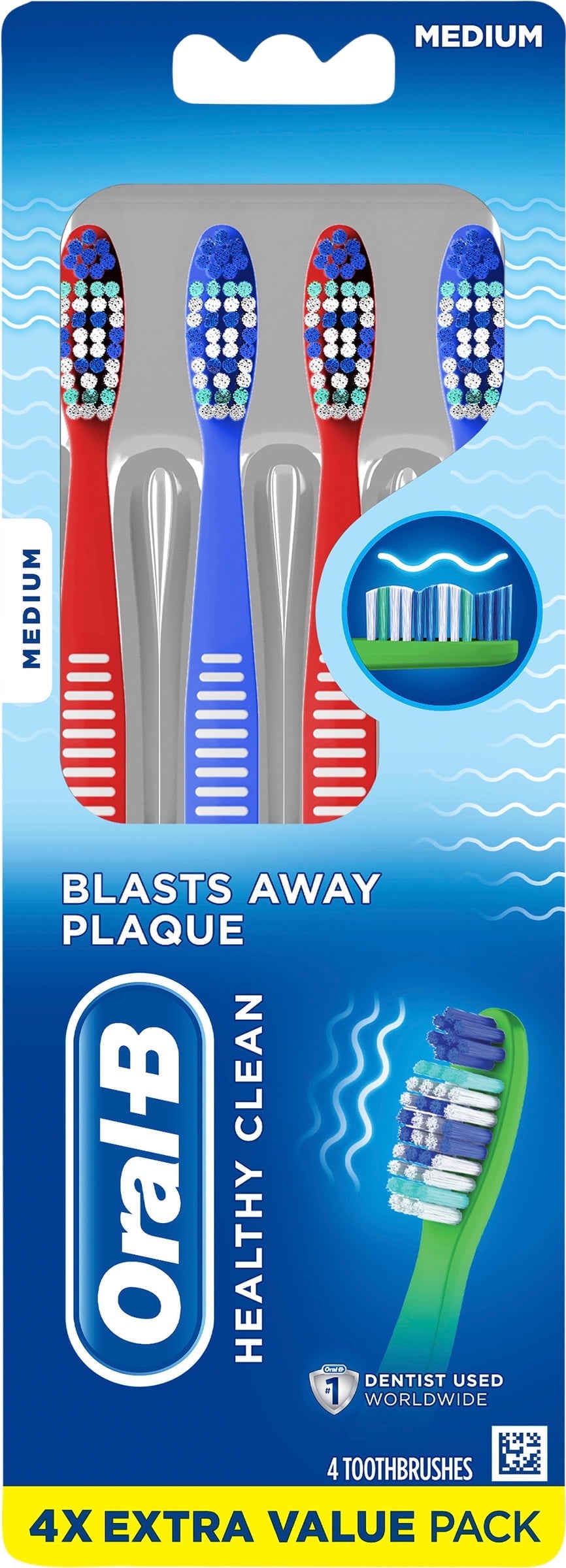 Oral-B Toothbrushes, Medium, Plaque Removal, Extra Value Pack, 4 Count ...