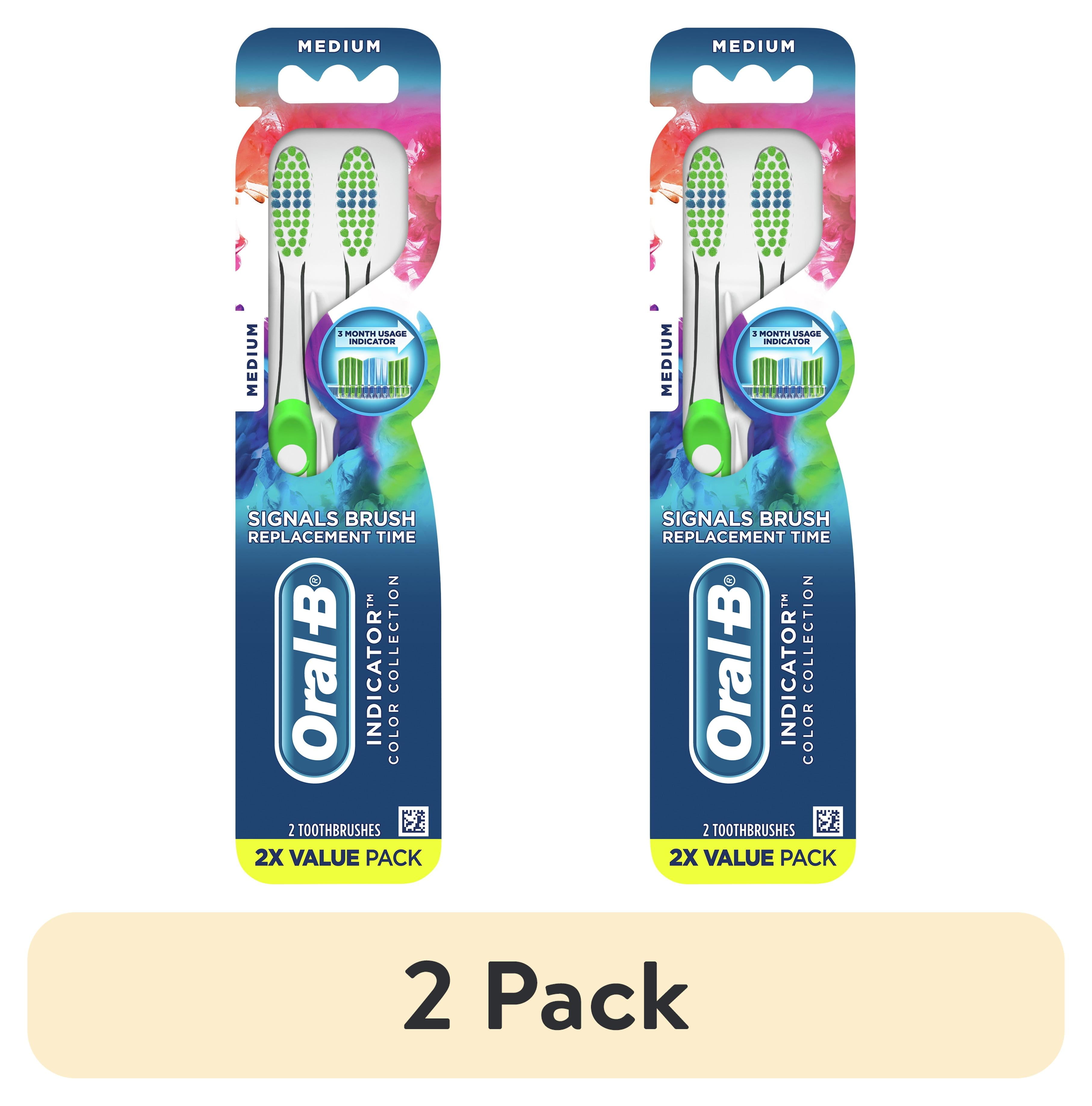 (2 pack) Oral-B Indicator Color Collection Manual Toothbrush, Medium, 2 ...