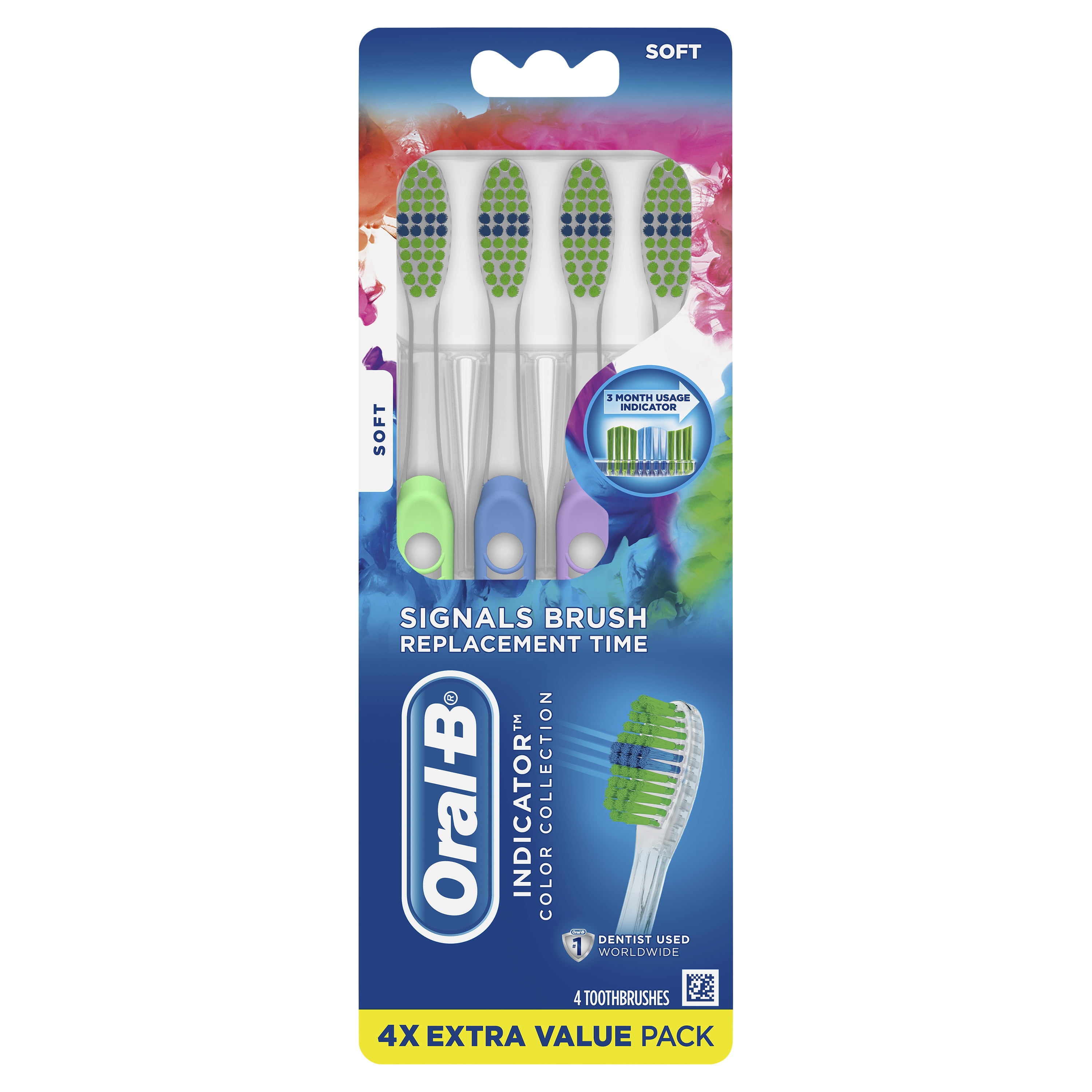 Oral-B Indicator Max Toothbrushes, Indicator Bristles, Soft, 4 Count ...