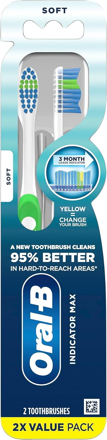 Oral-B Indicator Color Collection Toothbrushes, Soft, 2 Count - Walmart.com