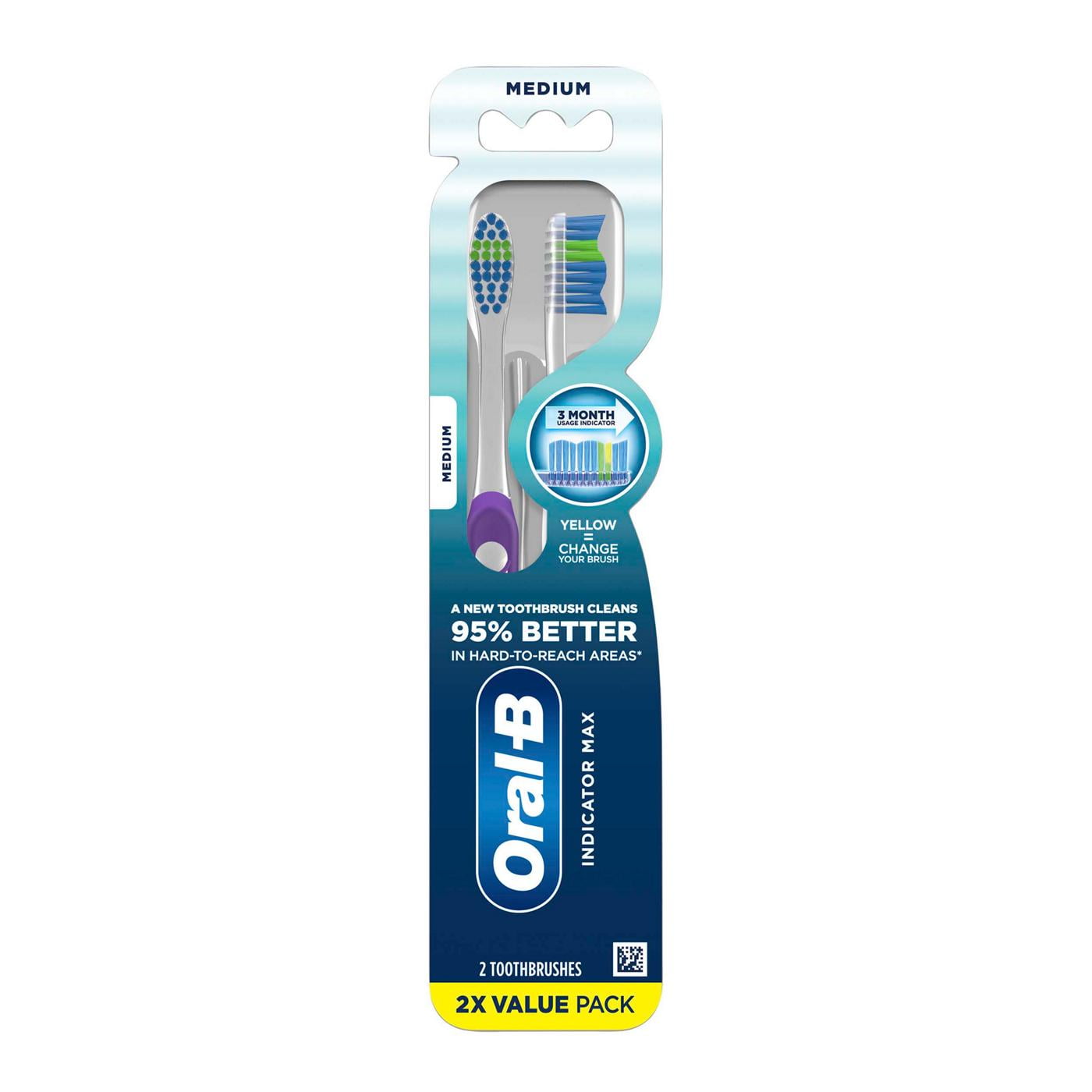 Oral-B Indicator Max Medium Toothbrushes - 2 ct - Walmart.com