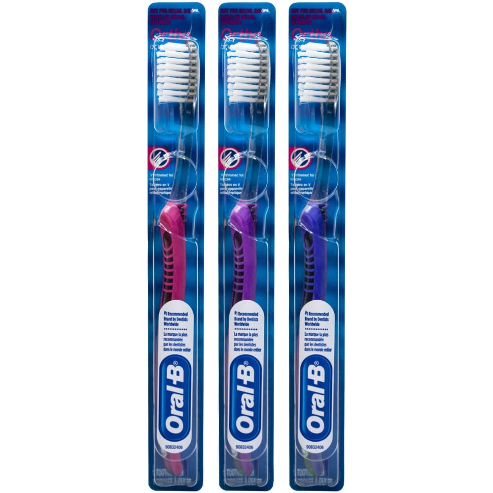 Oral-B Indicator Ortho Toothbrush, Trimmed for Braces, 35 Soft (Colors ...