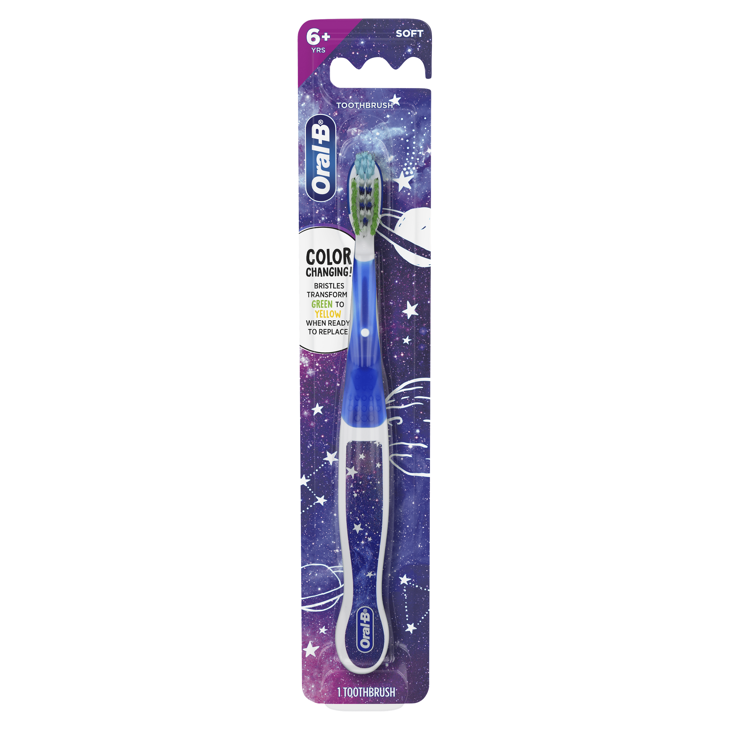 Oral-B Kids Soft Toothbrush with Galaxy Designs, (1 Pack) for Ages 6 ...