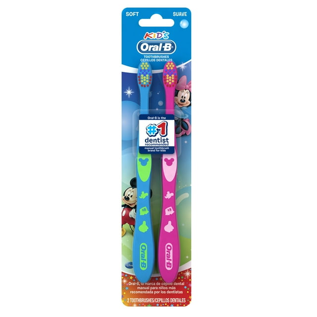 Oral-B Kids Disney's Mickey and Minnie Soft Bristle Manual Toothbrush ...