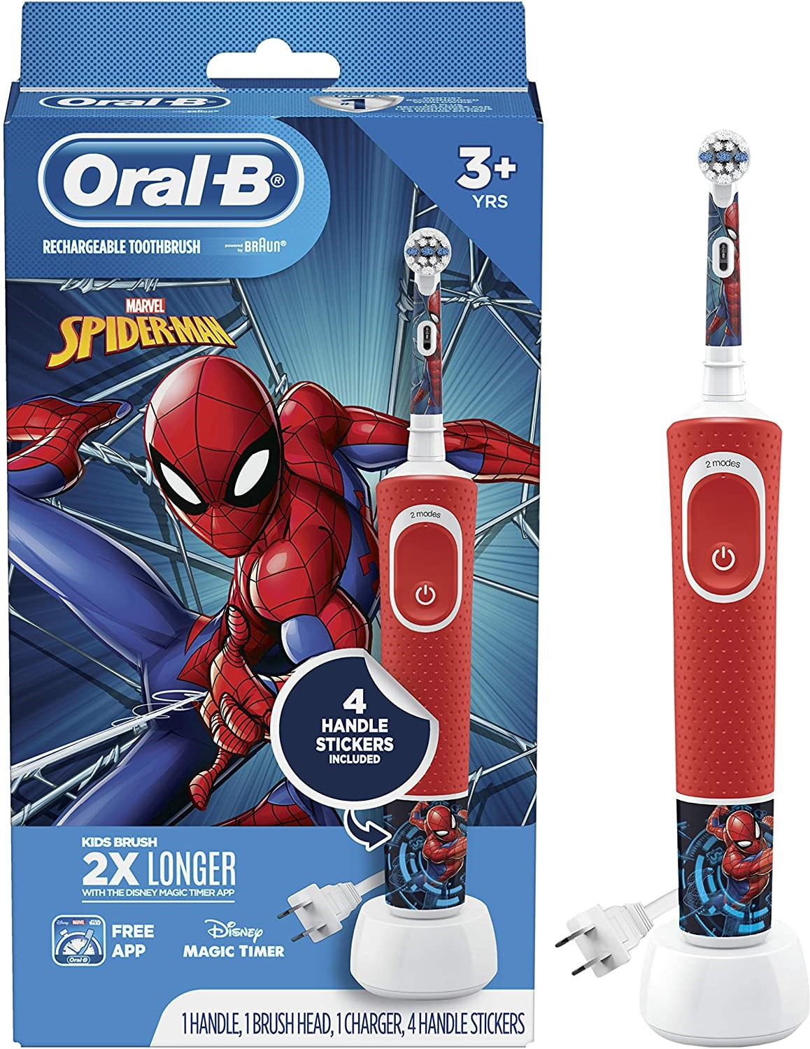 Oral-B Kids Electric Toothbrush Featuring Marvel's Spiderman, for Kids ...