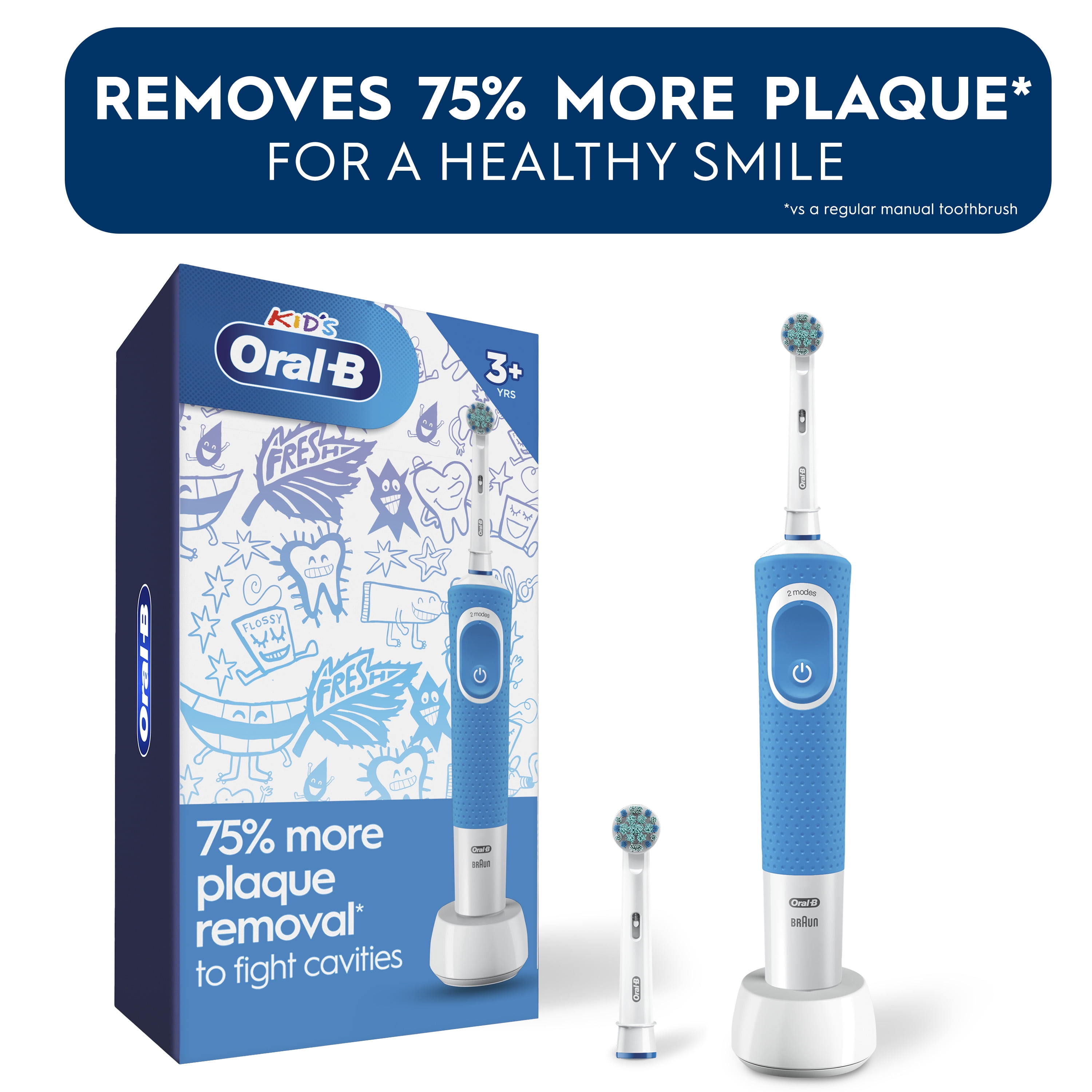 Oral B Kids Electric Toothbrush with Sensitive Compact Brush Head and Timer Ages 3