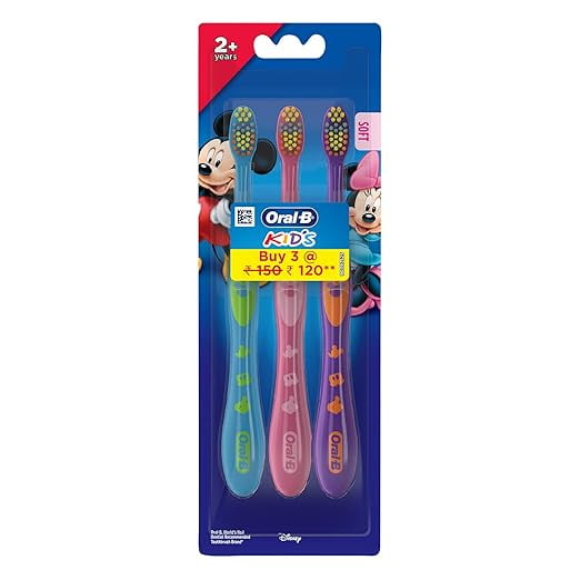 Oral-B Kids Mickey Gentle Extra Soft Toothbrush, Pack Of 3, Age 2 ...