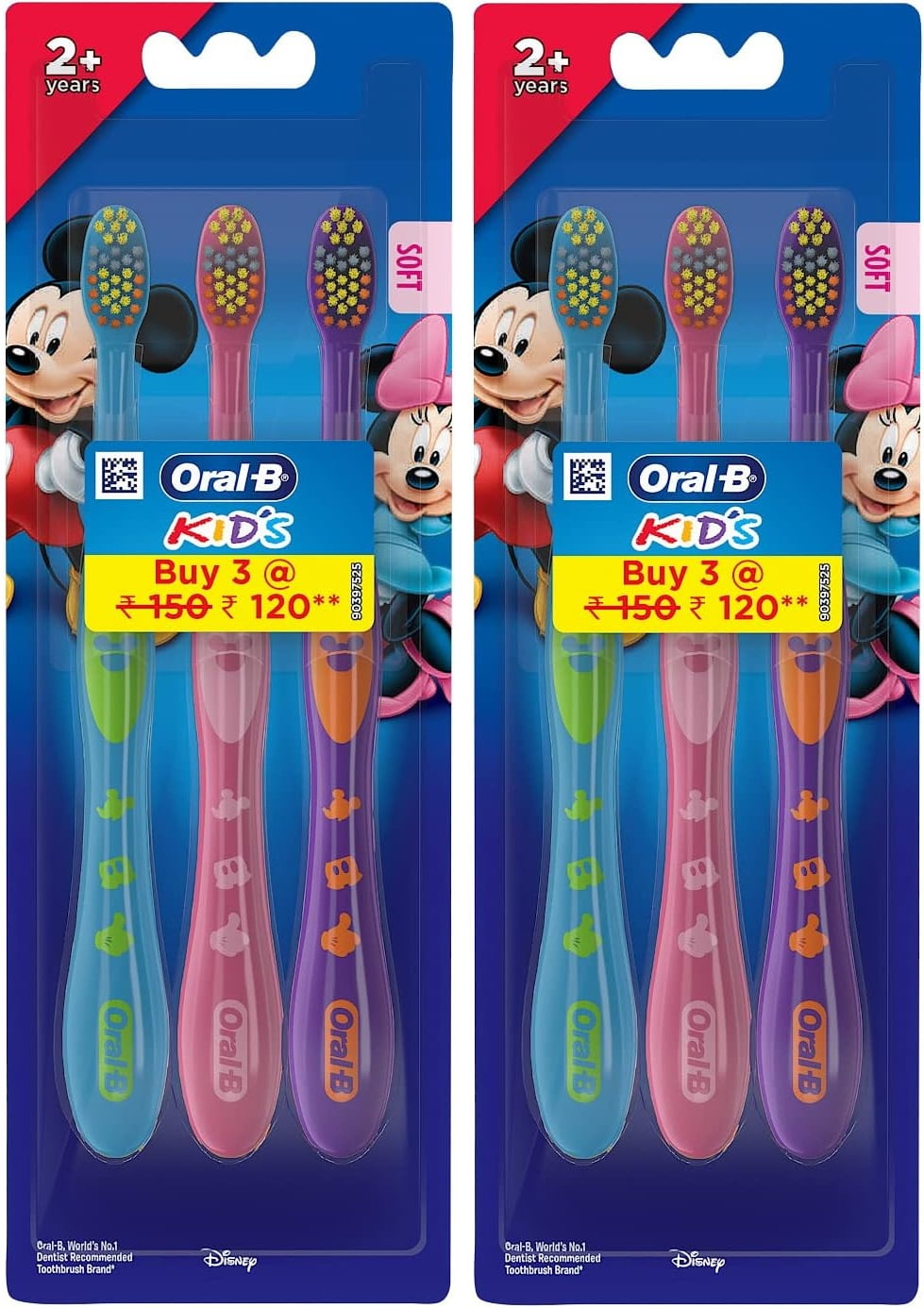 Oral-B Kids Mickey Gentle Extra Soft Toothbrush, Pack Of 6, Age 2 ...