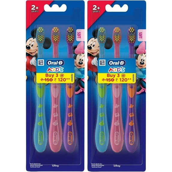 Oral-B Kids Mickey Gentle Extra Soft Toothbrush, Pack Of 6, Age 2 ...