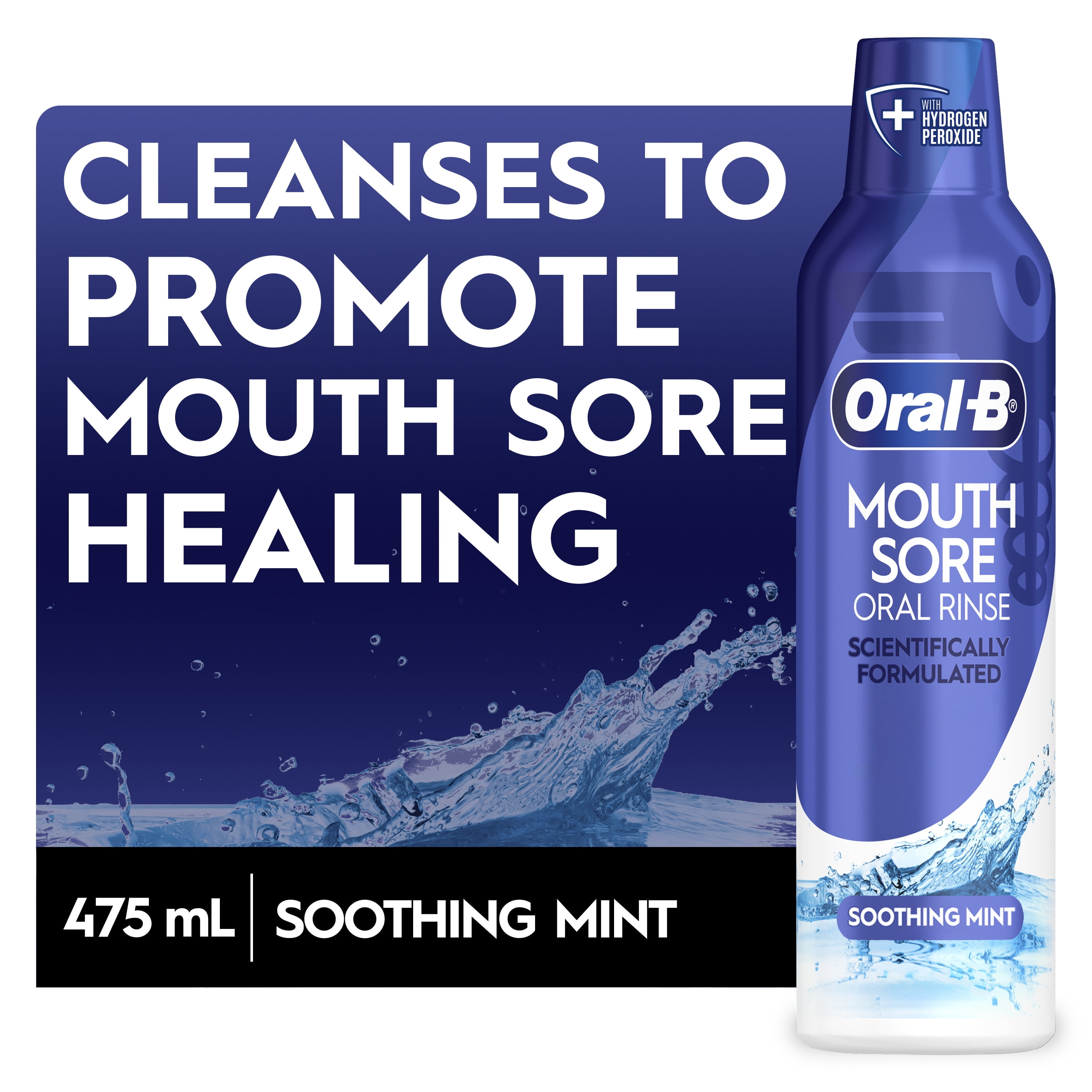Oral-B Mouth Sore Oral Rinse, Soothing Mint Flavor, 475 ml (16 fl oz ...