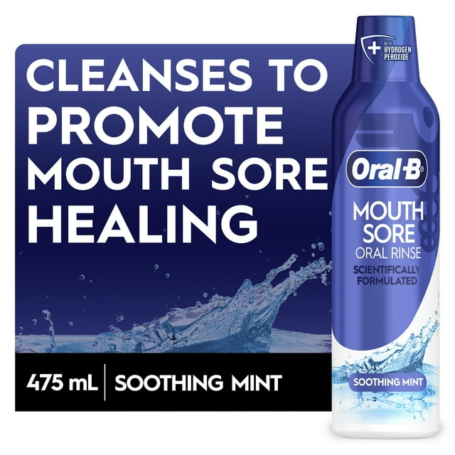 Oral-B Mouth Sore Oral Rinse, Soothing Mint Flavor, 475 ml (16 fl oz ...