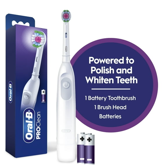 Oral-B Pro 100 3D White Battery Toothbrush White with Dentist-Inspired ...