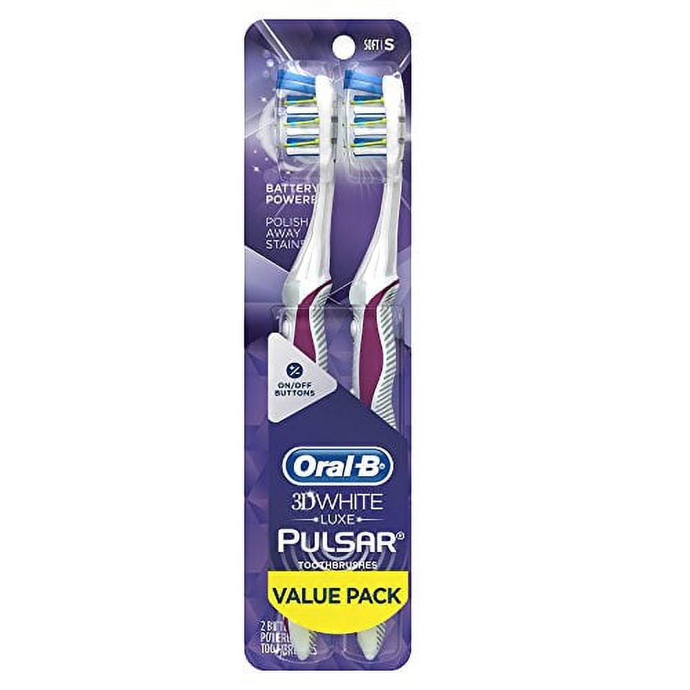 Oral-B Pulsar 3d White Advanced Vivid Soft Toothbrush Twin Pack (Colors ...