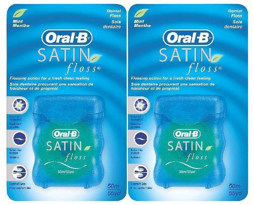 Pack of 2 - Oral B Satin Floss - Mint - 55 Yd - 2 Pk Packaging May Vary - Walmart.com