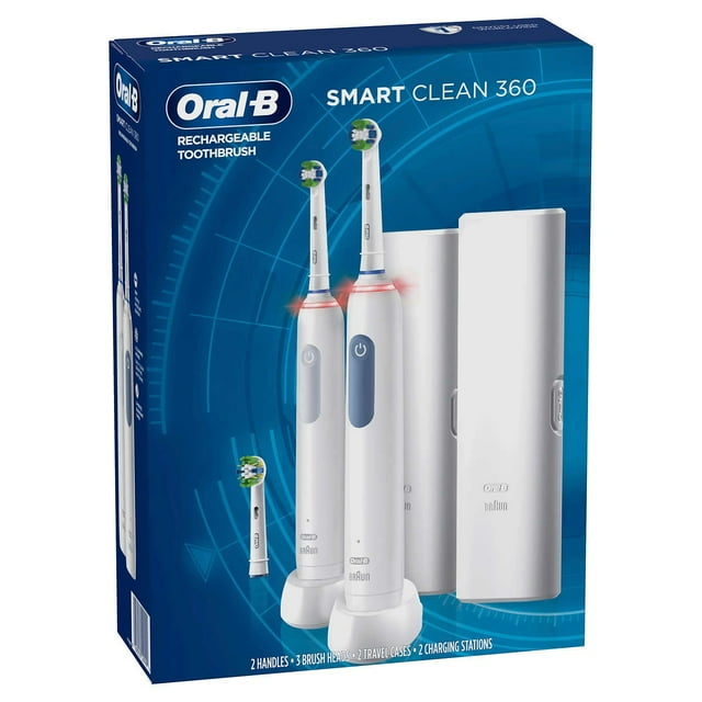 Oral-B Smart Clean 360, 2-Pack Rechargeable Toothbrushes, Includes ...