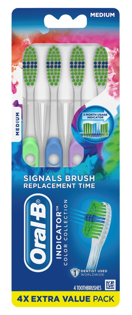 Oral-B Toothbrush Indicator Color Collection Medium 4-Pack (Pack of 3 ...