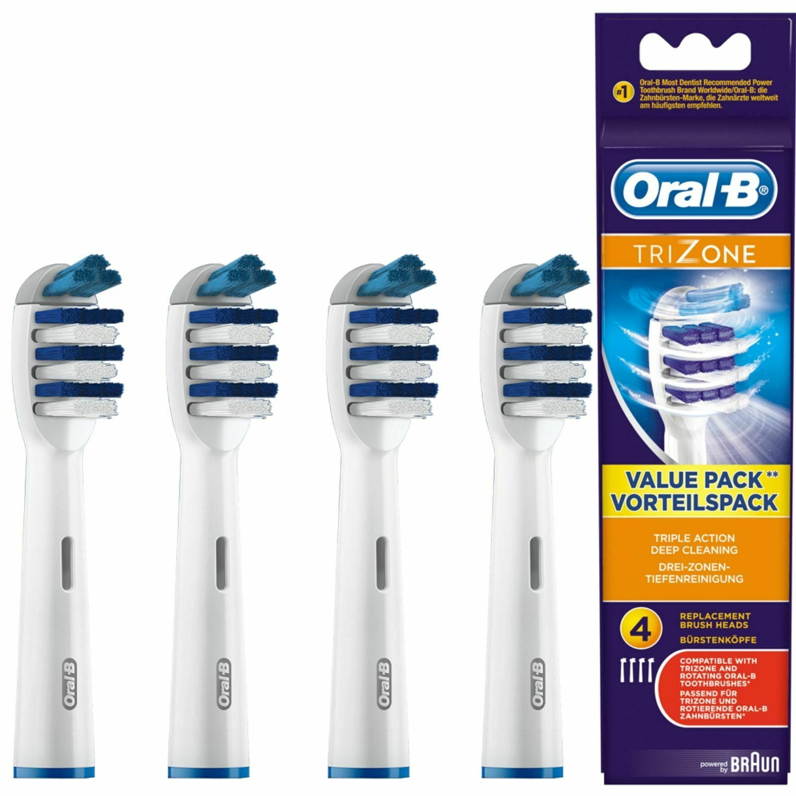 Oral-B Trizone Toothbrush Heads Pack of 4 Replacement Refills - Walmart.com