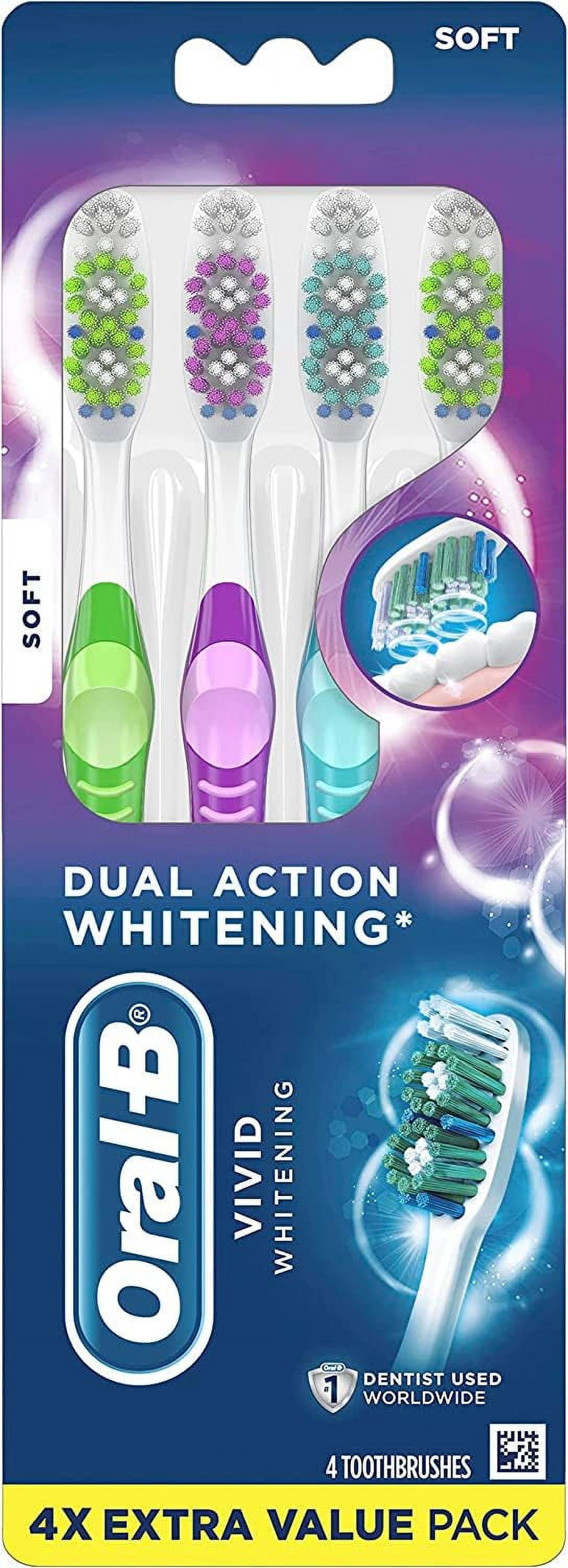 Oral-B Vivid Dual Action Whitening Toothbrushes, Soft, 4 Count ...