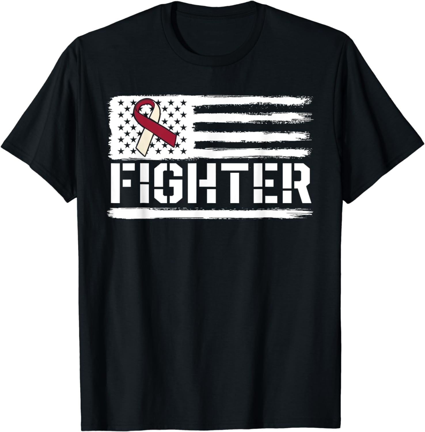 Oral Cancer Awareness Throat Head Neck Fighter American Flag T-Shirt ...