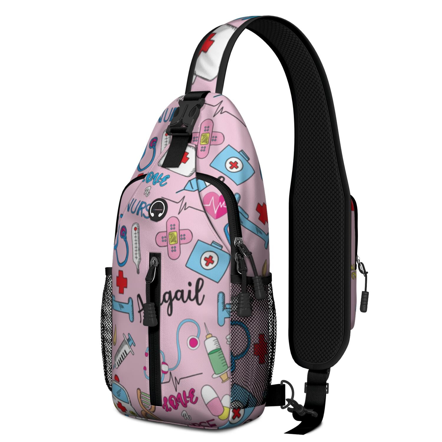 Oral Care Dental Tooth Pattern Sling Backpack, Cute Dentist Crossbody ...