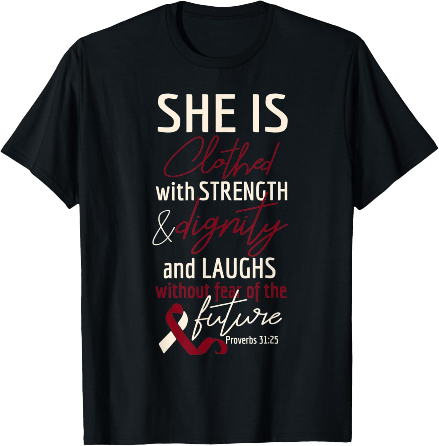 Oral Head & Neck Cancer Awareness Christian Sayings Quote T-Shirt ...