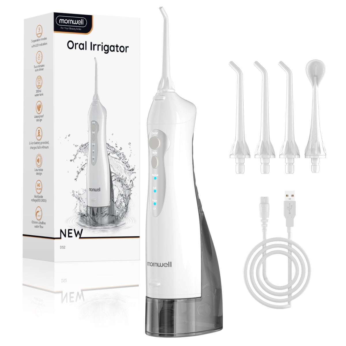 Oral Irrigator D52 Portable Dental Water Flosser USB Rechargeable Water ...