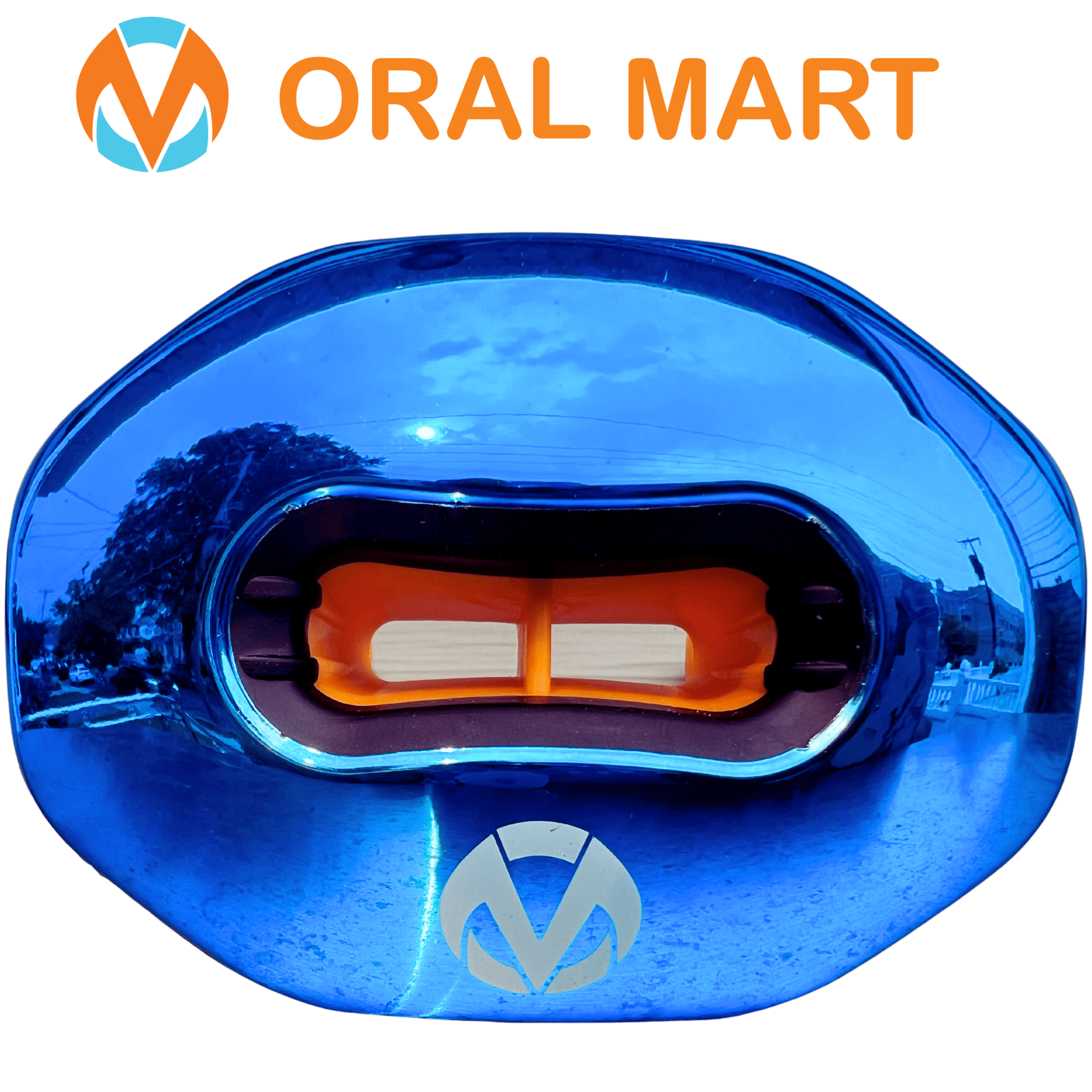 Oral Mart Youth Football Mouth Guard - Blue Chrome Lip Guard with ...