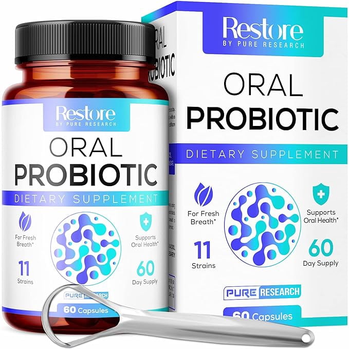 Oral Probiotics & Tongue Scraper for Bad Breath Support, Oral Health ...
