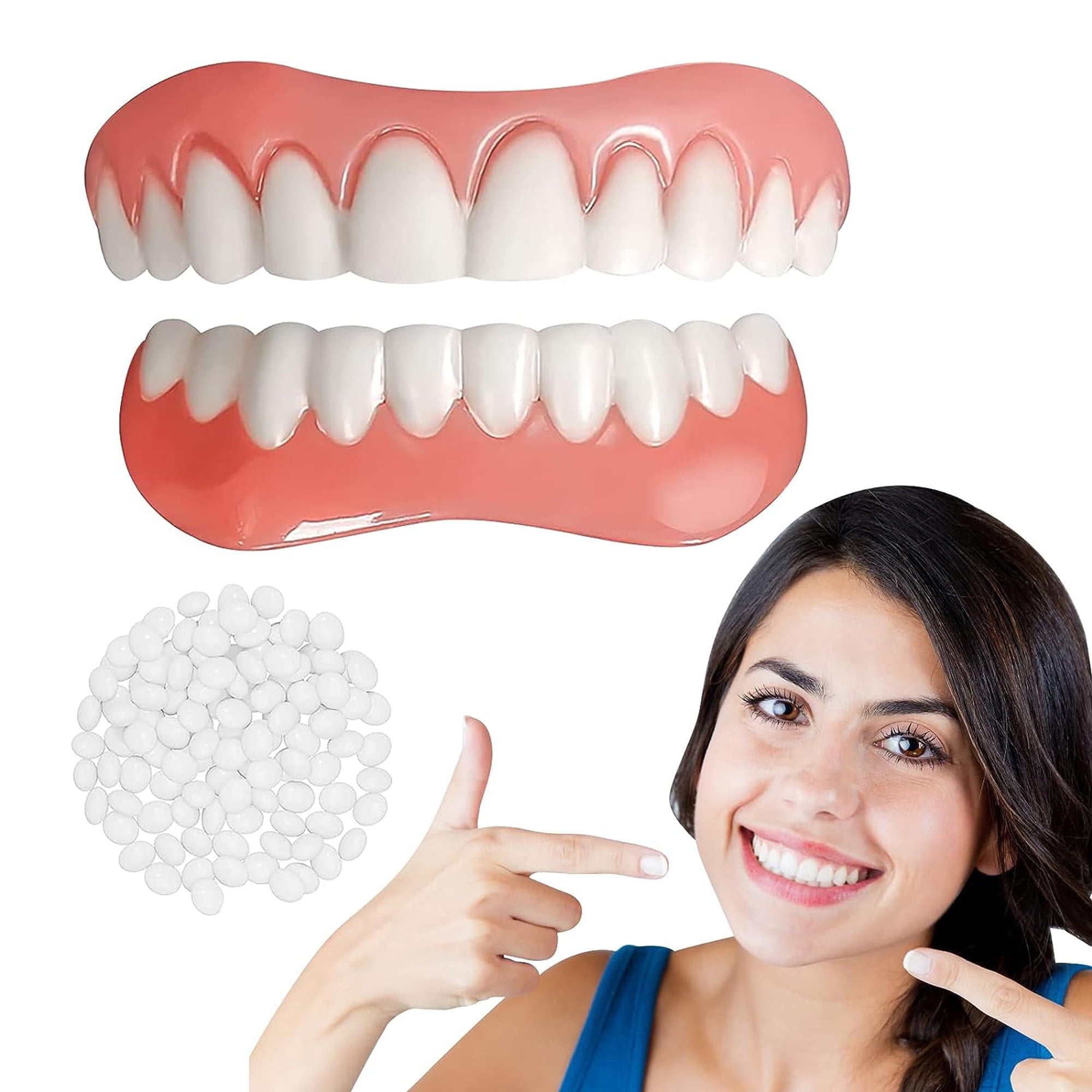 Oralhoe 6 Pcs Fake Teeth, Veneers Dentures Socket for Women and Men ...