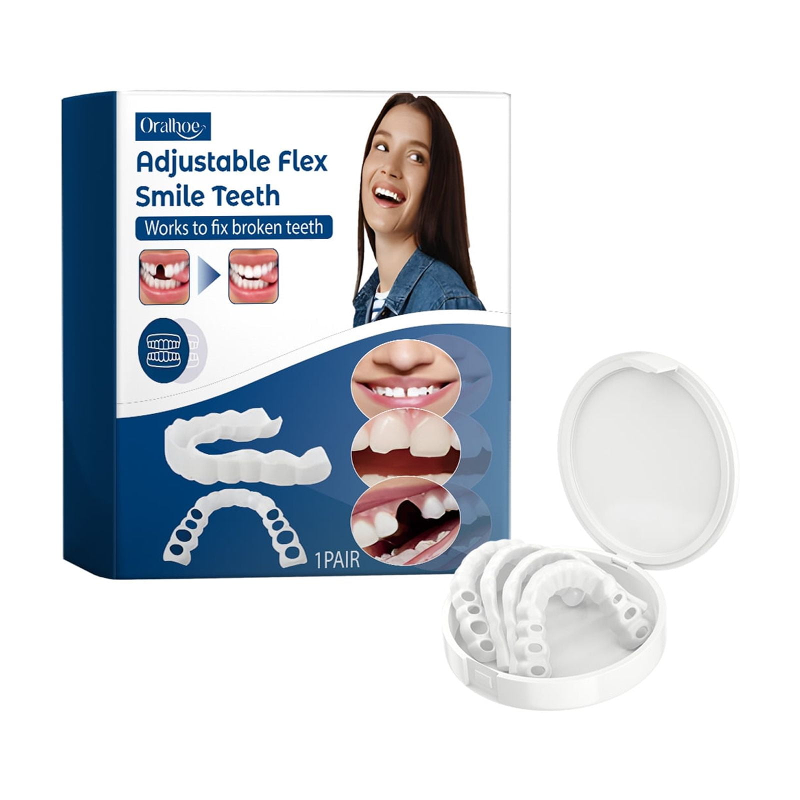 Oralhoe Adjustable Buckle Dentures, Artificial Braces Dentures ...