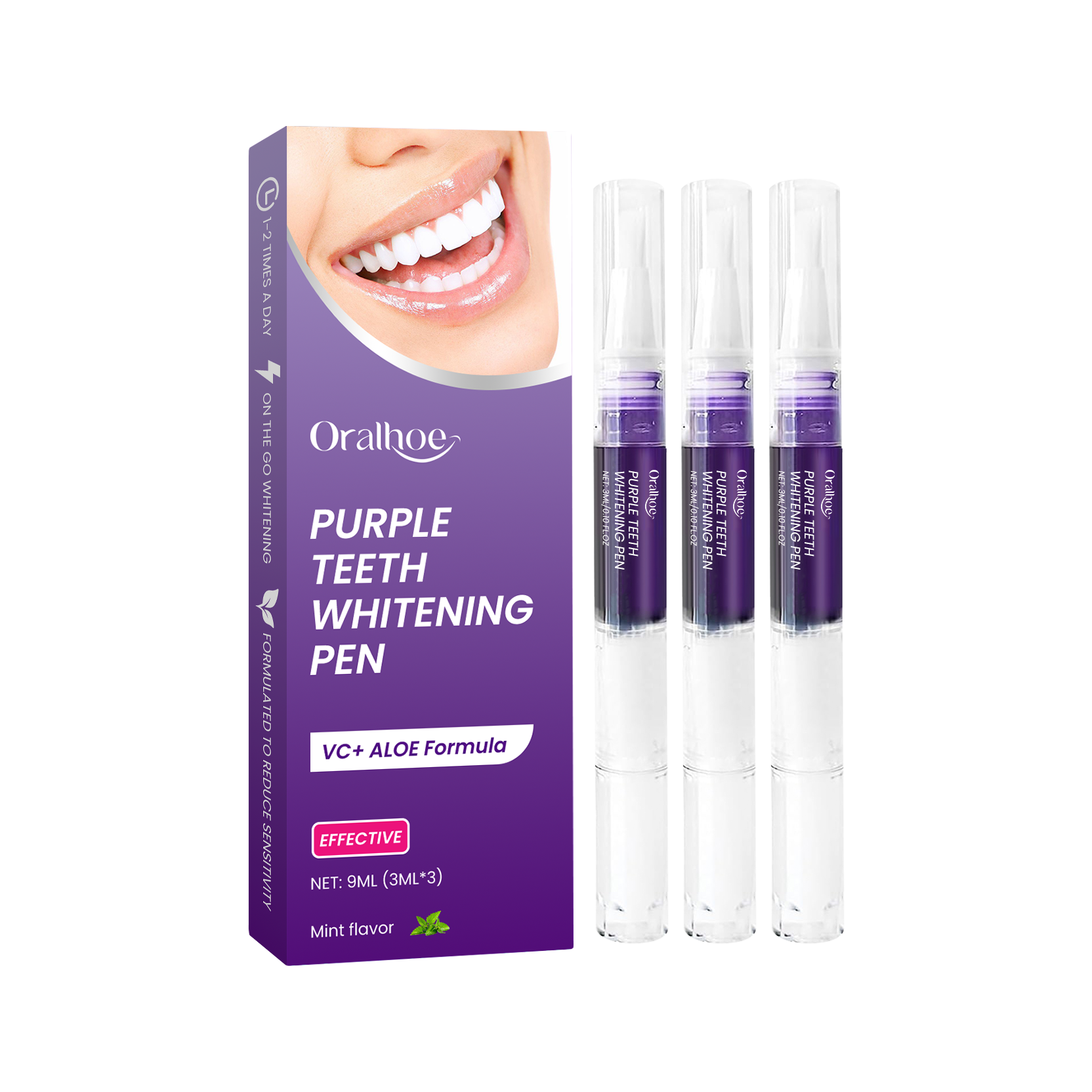 Oralhoe Purple Teeth Care Pen Clean Oral Smoke Stains Tea Stains Tooth ...