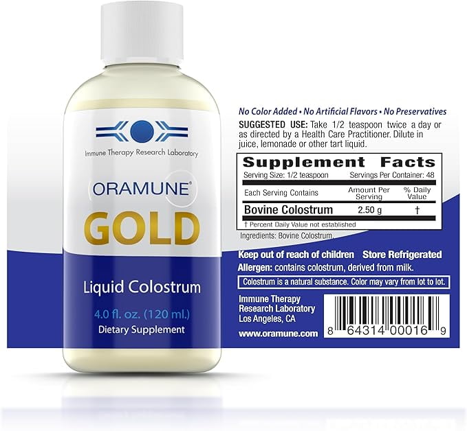 Oramune Gold Liquid Bovine Colostrum Supplement, with Lactoferrin ...