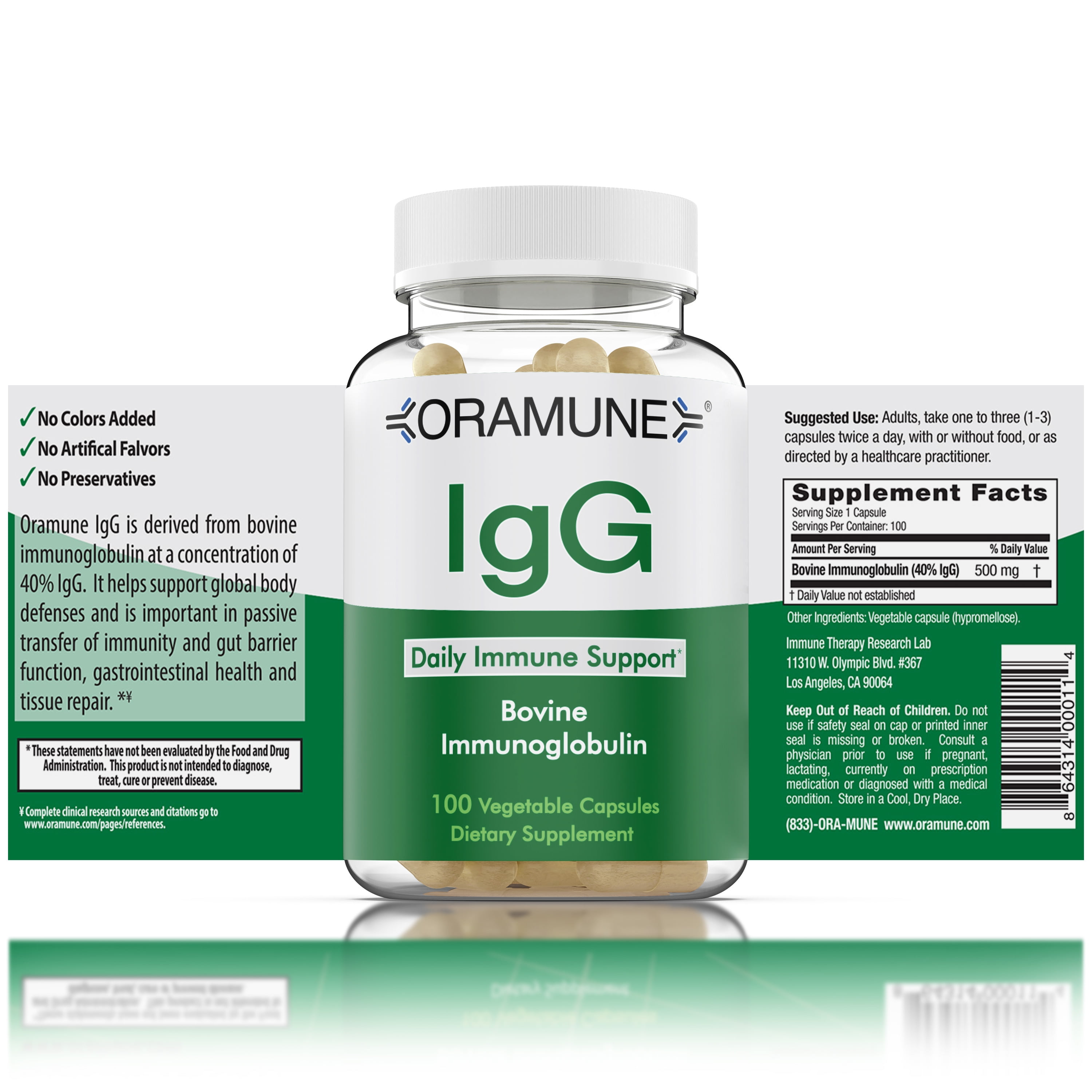 Oramune IgG Supplement, 500mg Immunoglobulin with 40% Concentration ...
