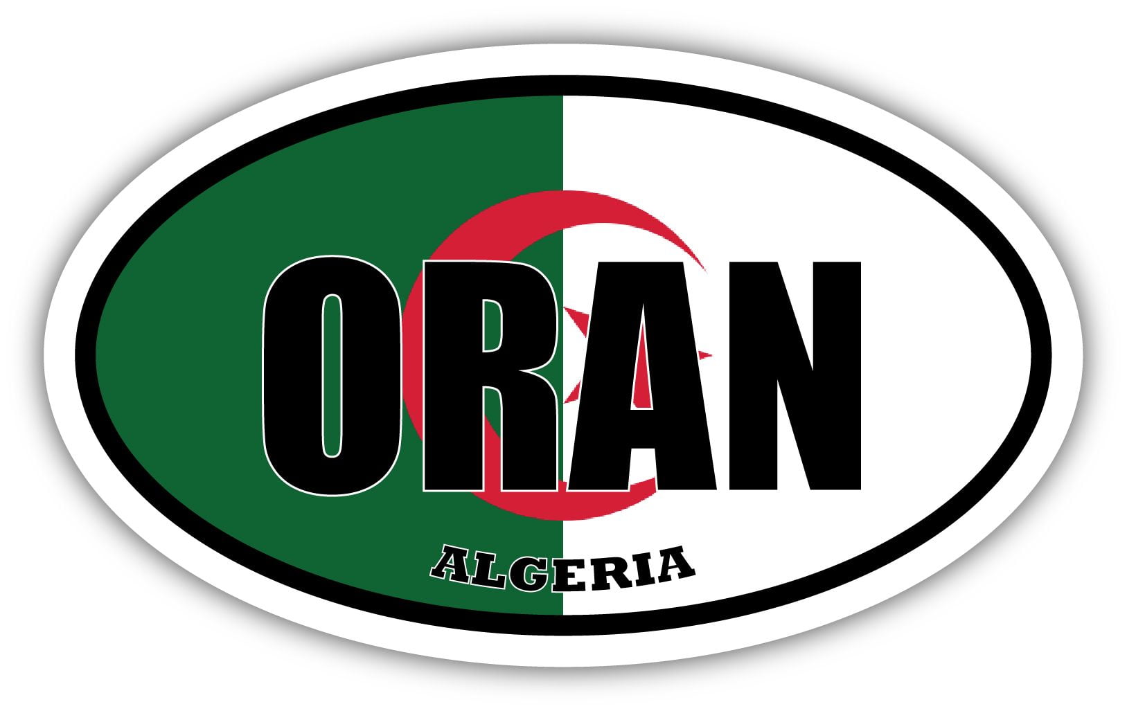 Oran Algeria Flag Oval Decal Vinyl Bumper Sticker 3x5 inches - Walmart.com