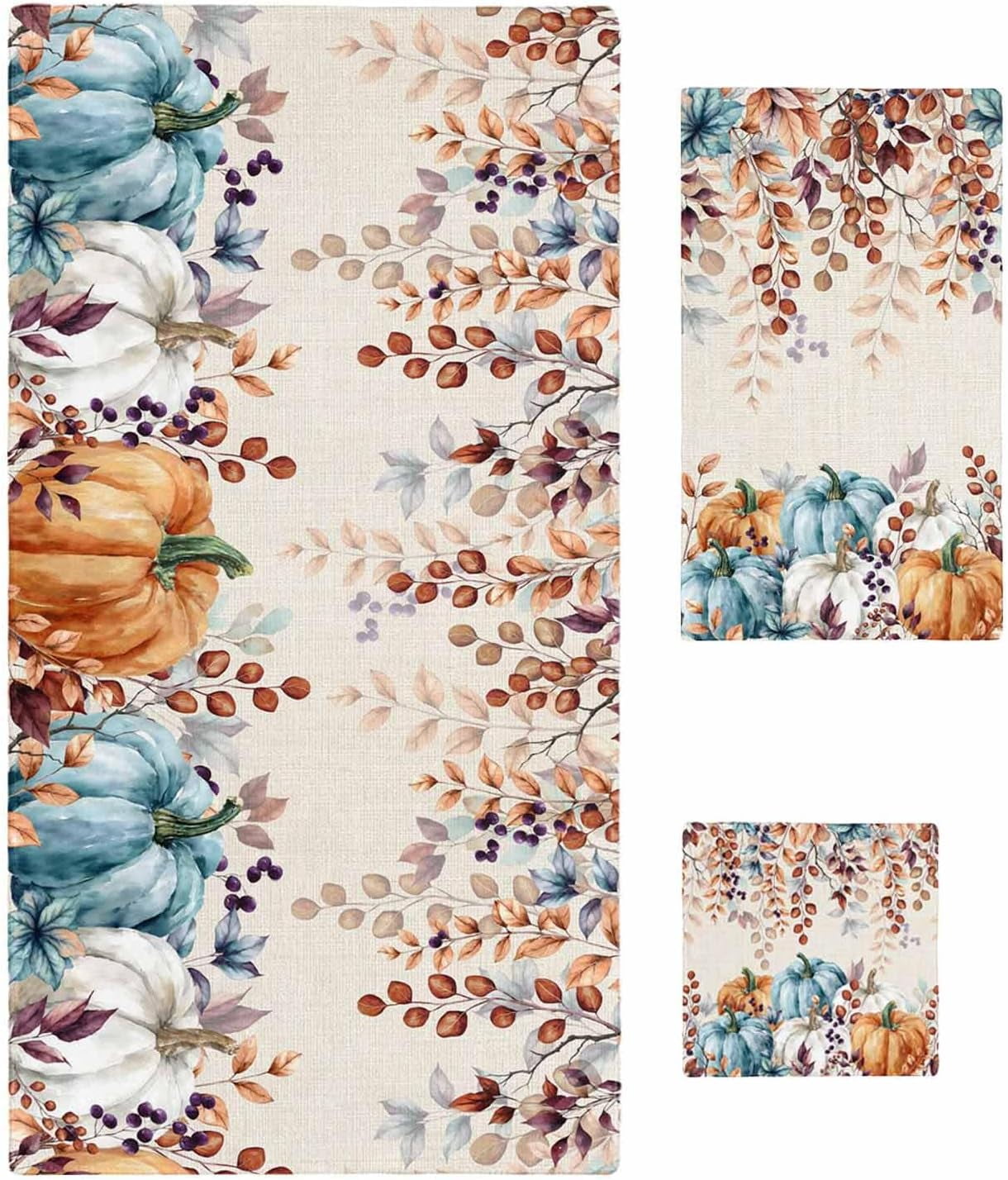 Oraneg Blue Grey Pumpkins Fall Bath Towels Set of 3 with Bath Towel ...