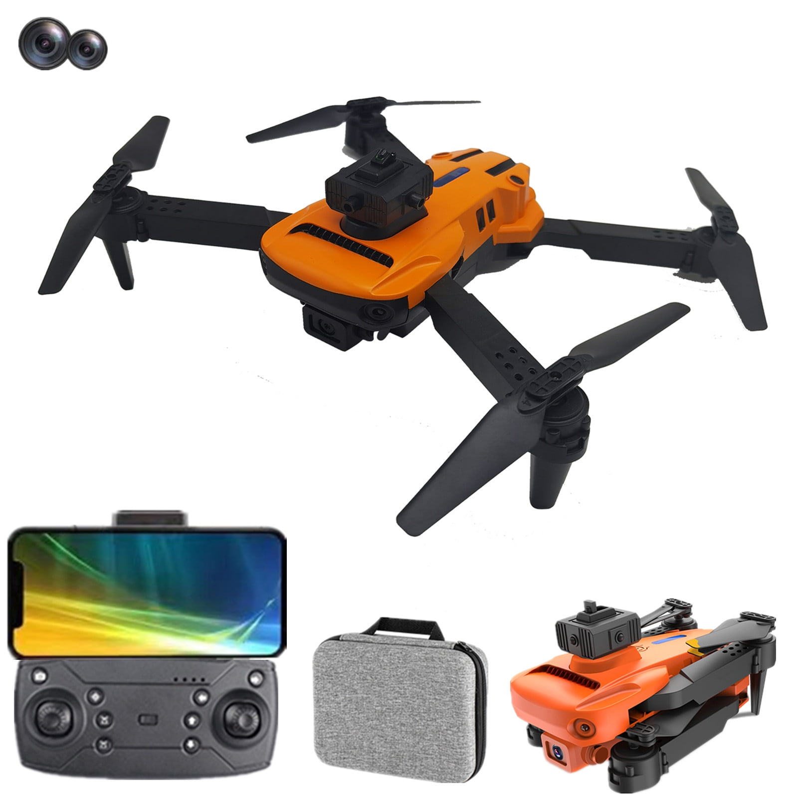 Orange 1080P Hd Fpv Drone With Built In Battery Four Sided Obstacle ...