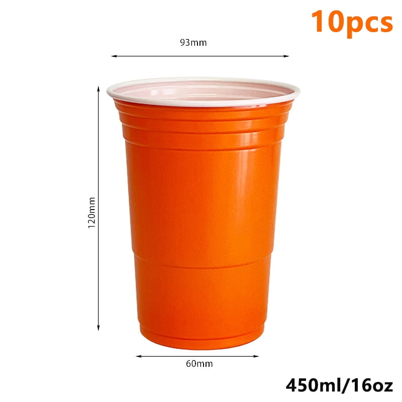 (Orange) 10PCS 450ml Colorful Disposable Plastic Cup Beer Pong Cup ...