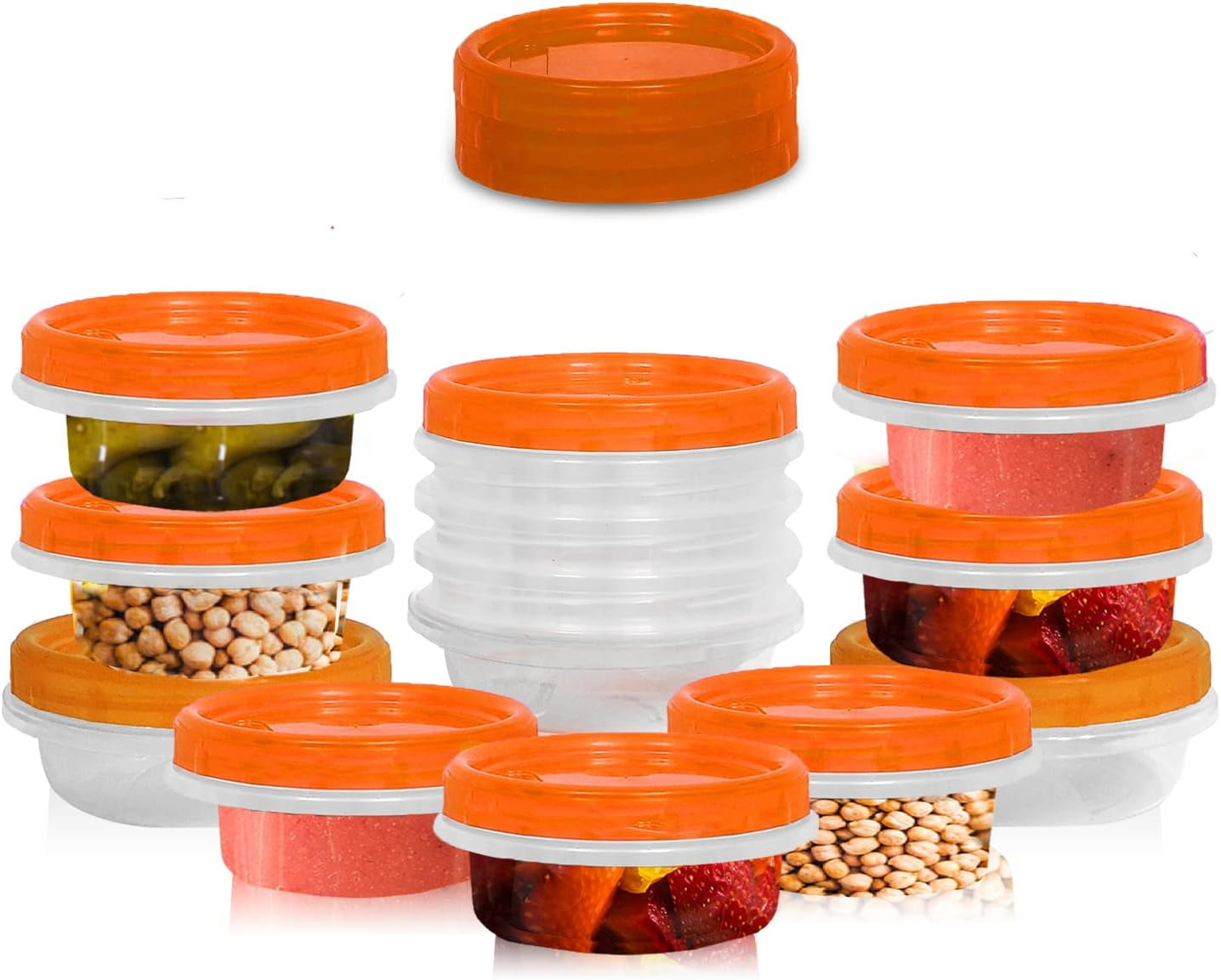 [Orange - 12 Pk] Airtight Deli Containers with Lids Twist Lock Top ...