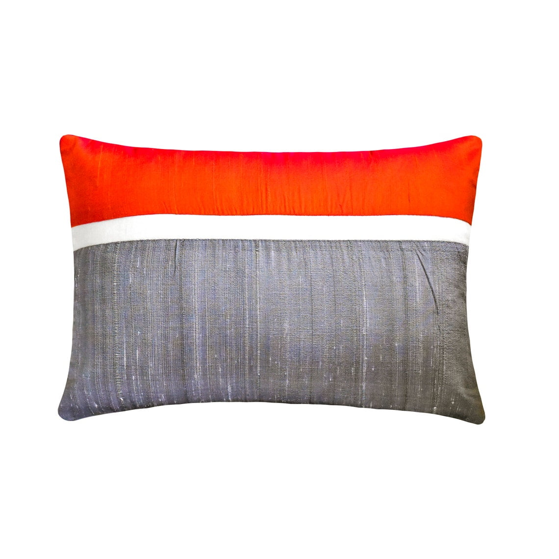 Orange 12"x18" (30x45 cm) Lumbar Pillow Cover, Silk Color Blocking ...