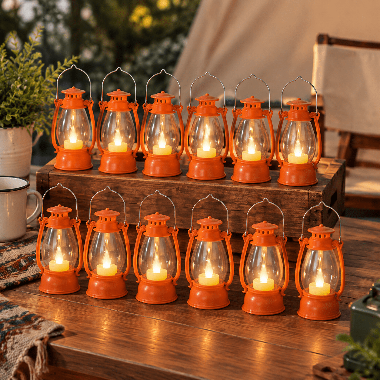Orange-12pcs Mini Lanterns, 5.1-Inch Decorative LED Lanterns for Fall ...