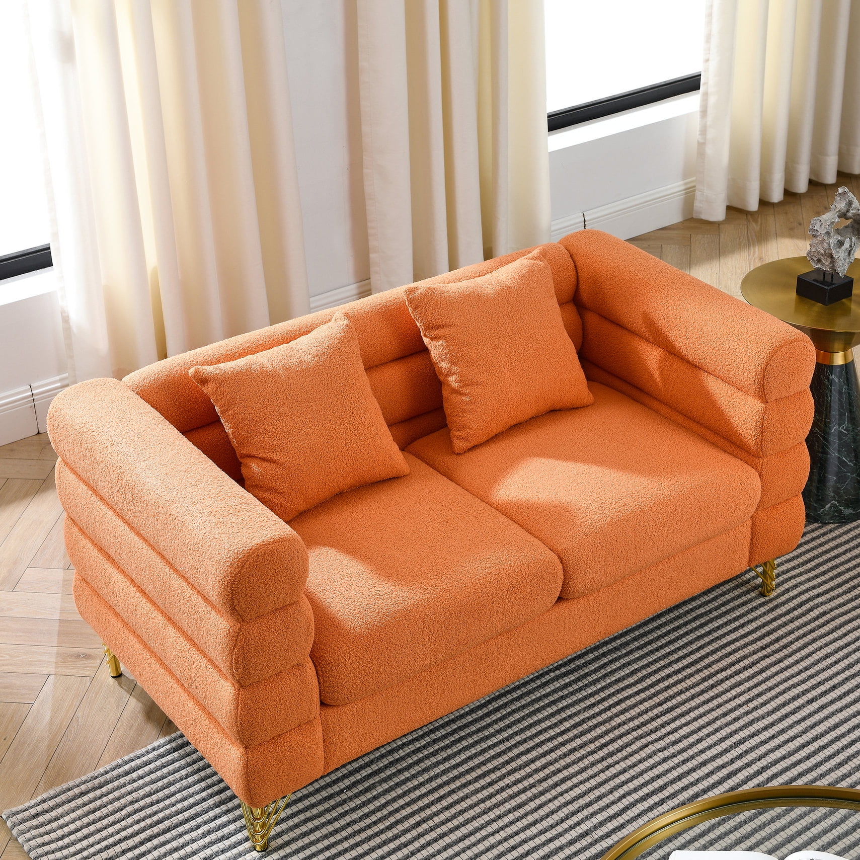 Orange 2 Seater Sectional Sofa with Foam Filler / Deep Seating in ...
