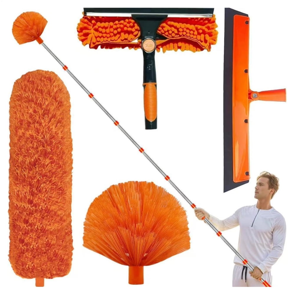 Orange 2 in1 Window Cleaning Brush Ceiling Duster, Telescopic ...