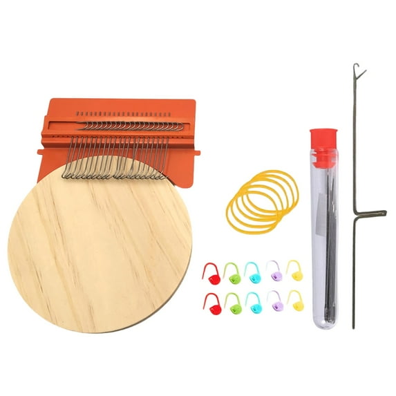 Orange 21-Hook Mini Knitting Loom Kit – Complete Portable Weaving ...