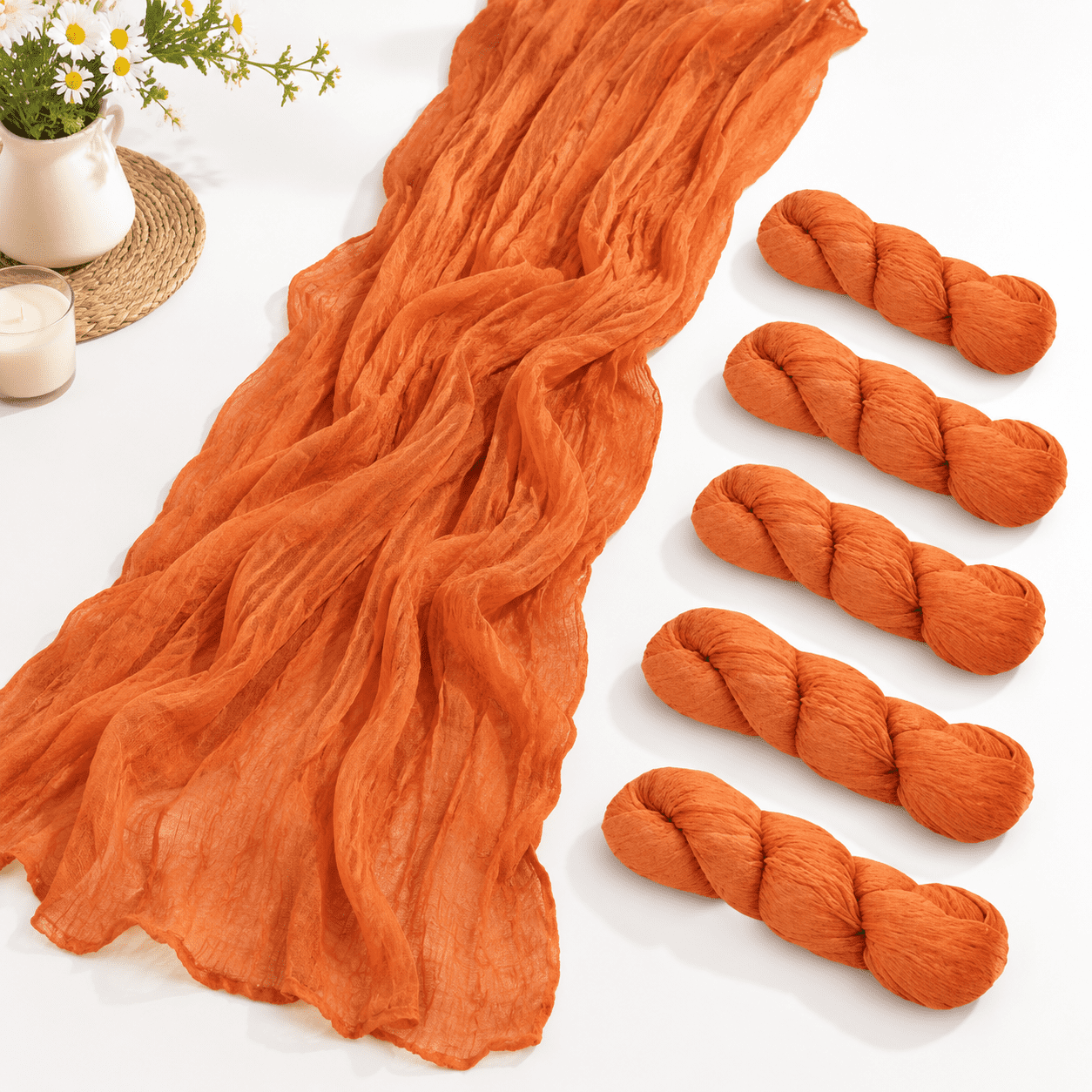 Orange 6 Pack Cheesecloth Table Runners Boho Gauze Decor for Events ...