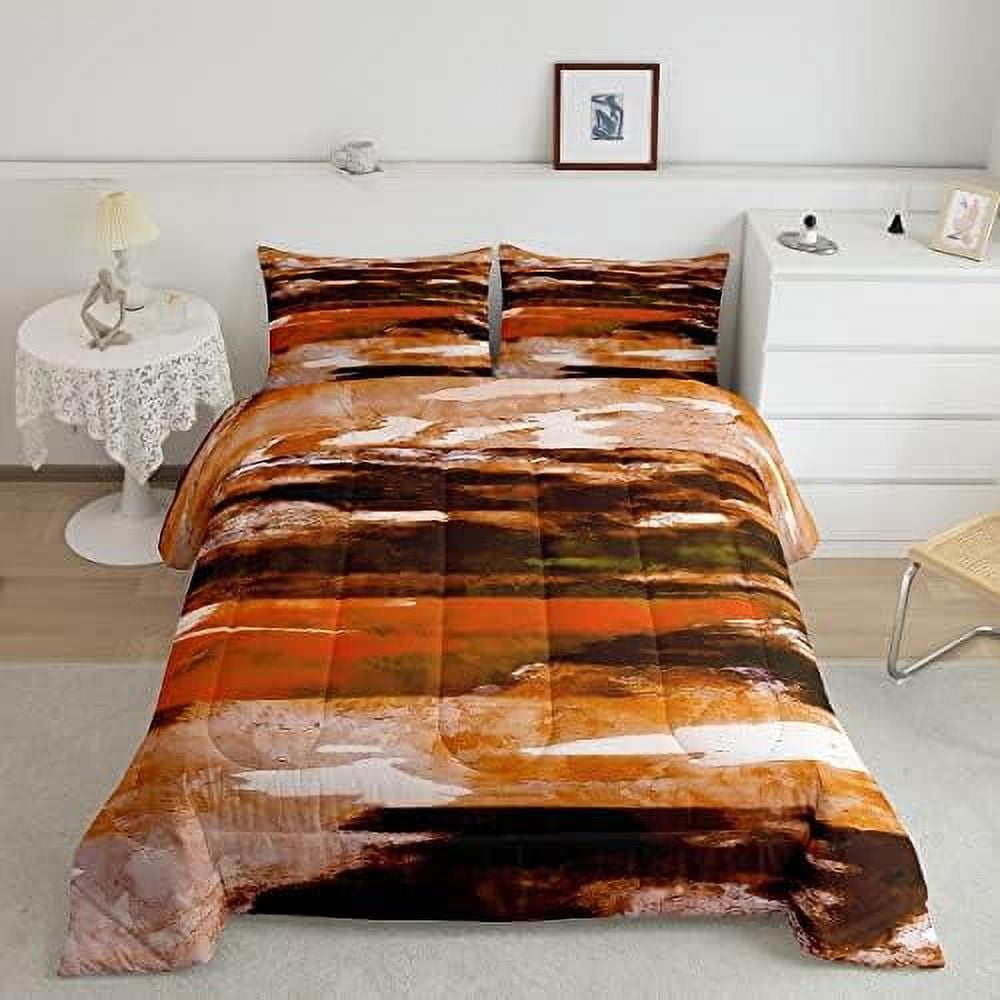 Orange Abstract Bedding Sets Queen Grey Ombre Comforter Set Grunge Gradient Down Comforter Tie